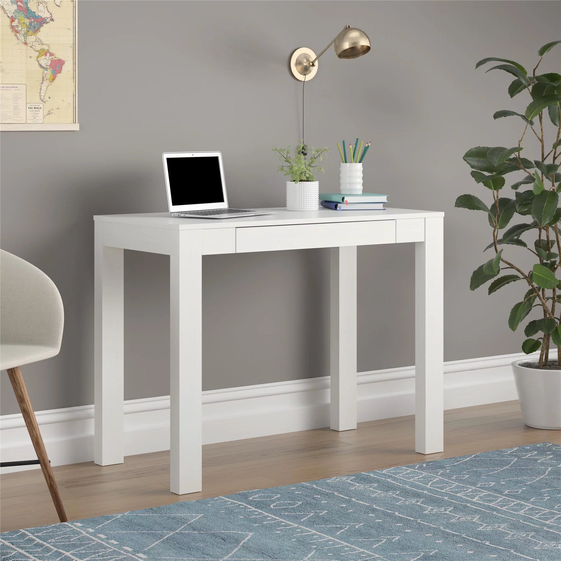 White Parsons Laminated Desk – ibuytell